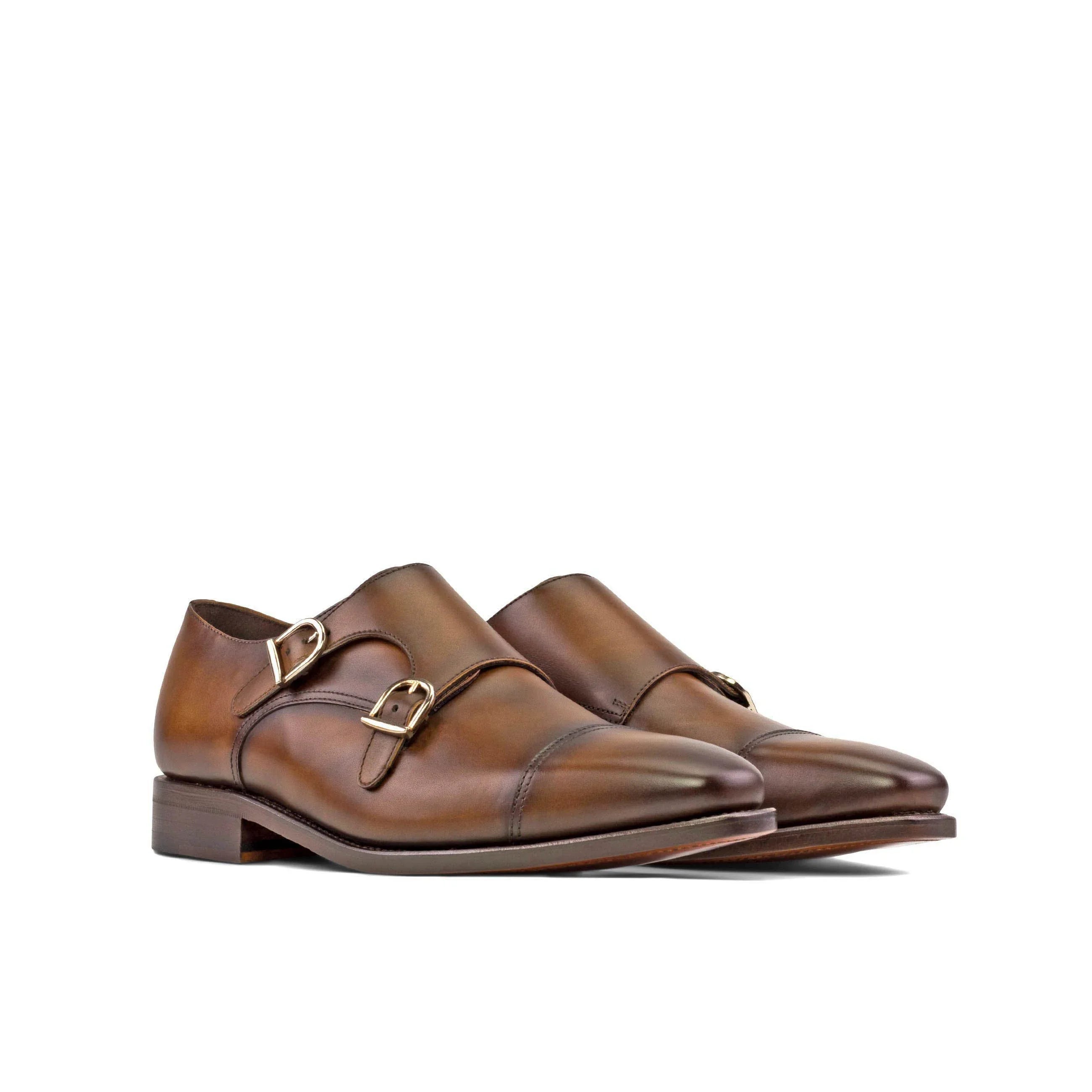Customizable Double Monk Strap Shoes | Dark Burnishing – ADORSI