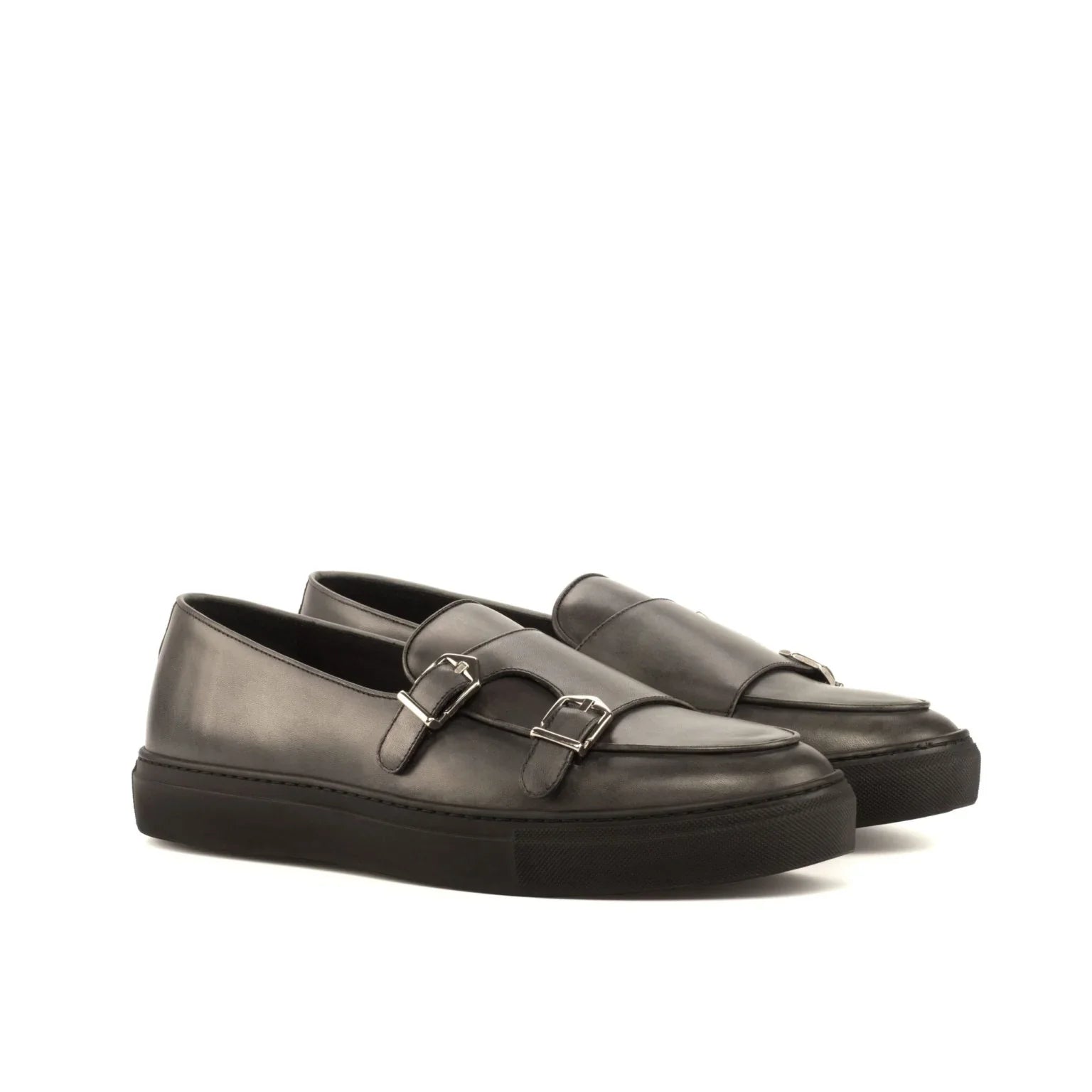 Grey Painted Calf Double-Monk Sneakers - Customize Online – ADORSI