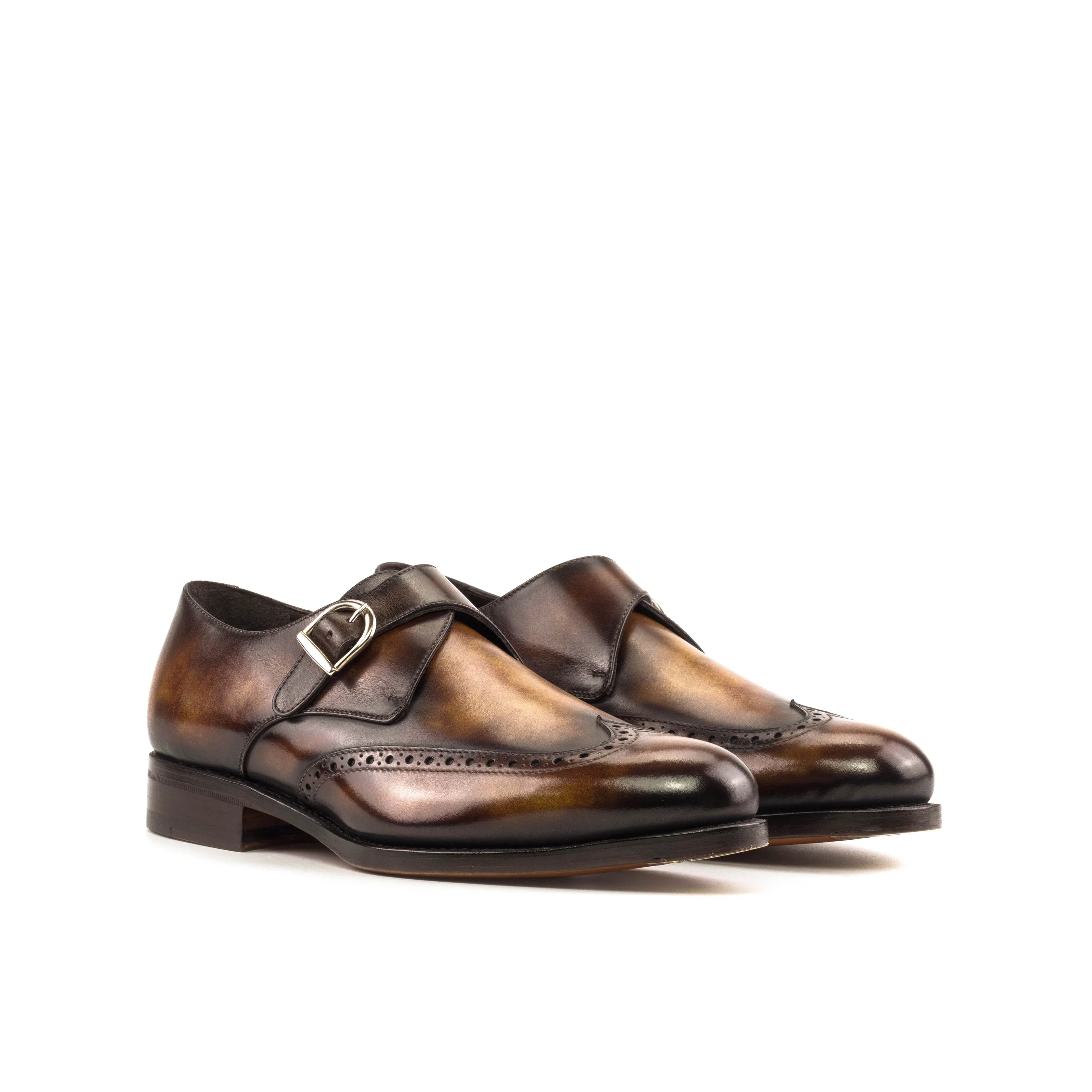 Custom Fire Patina Single Monk Shoes | Tailored Elegance – ADORSI