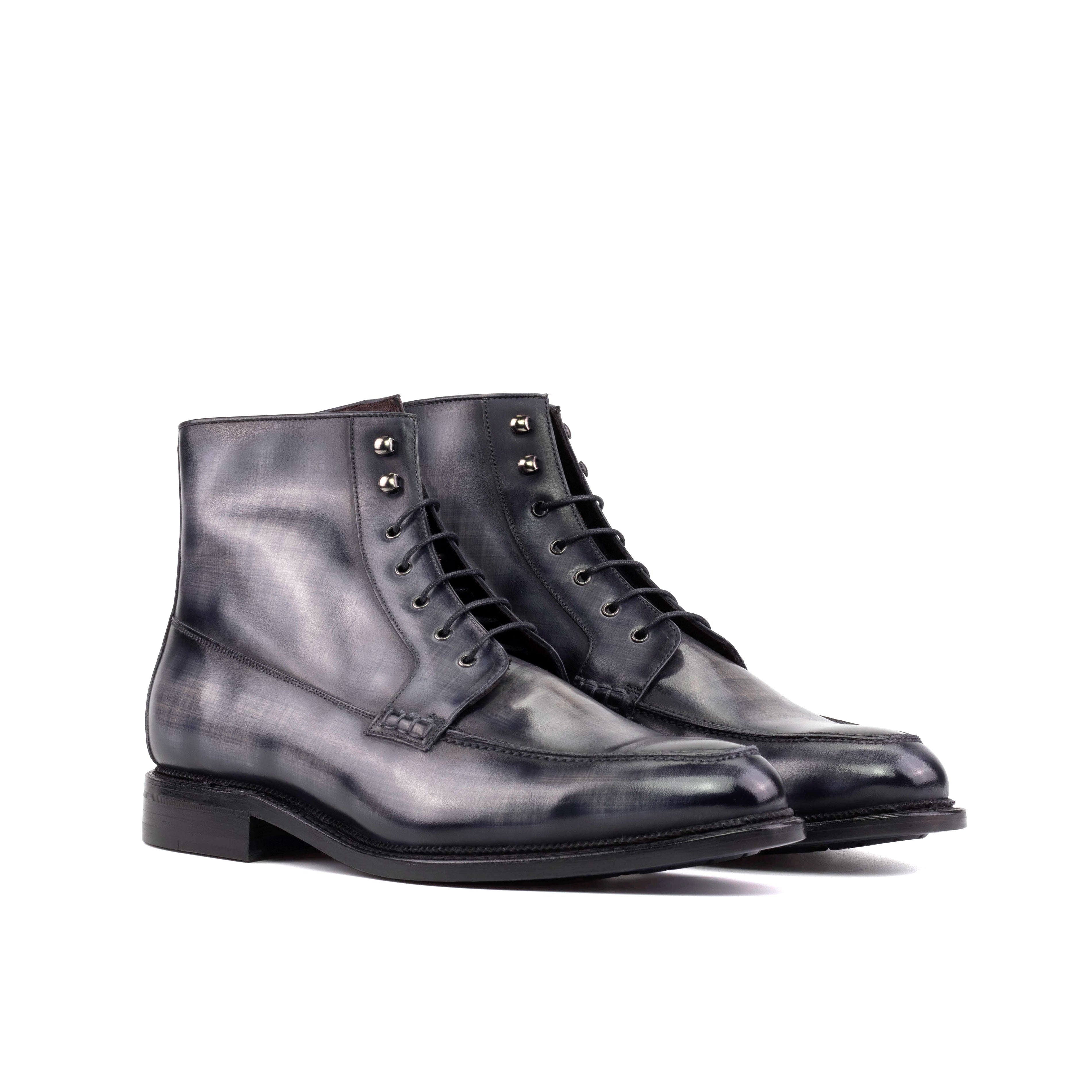 Custom Grey Moc Toe Boots | Hand Patina Leather – ADORSI