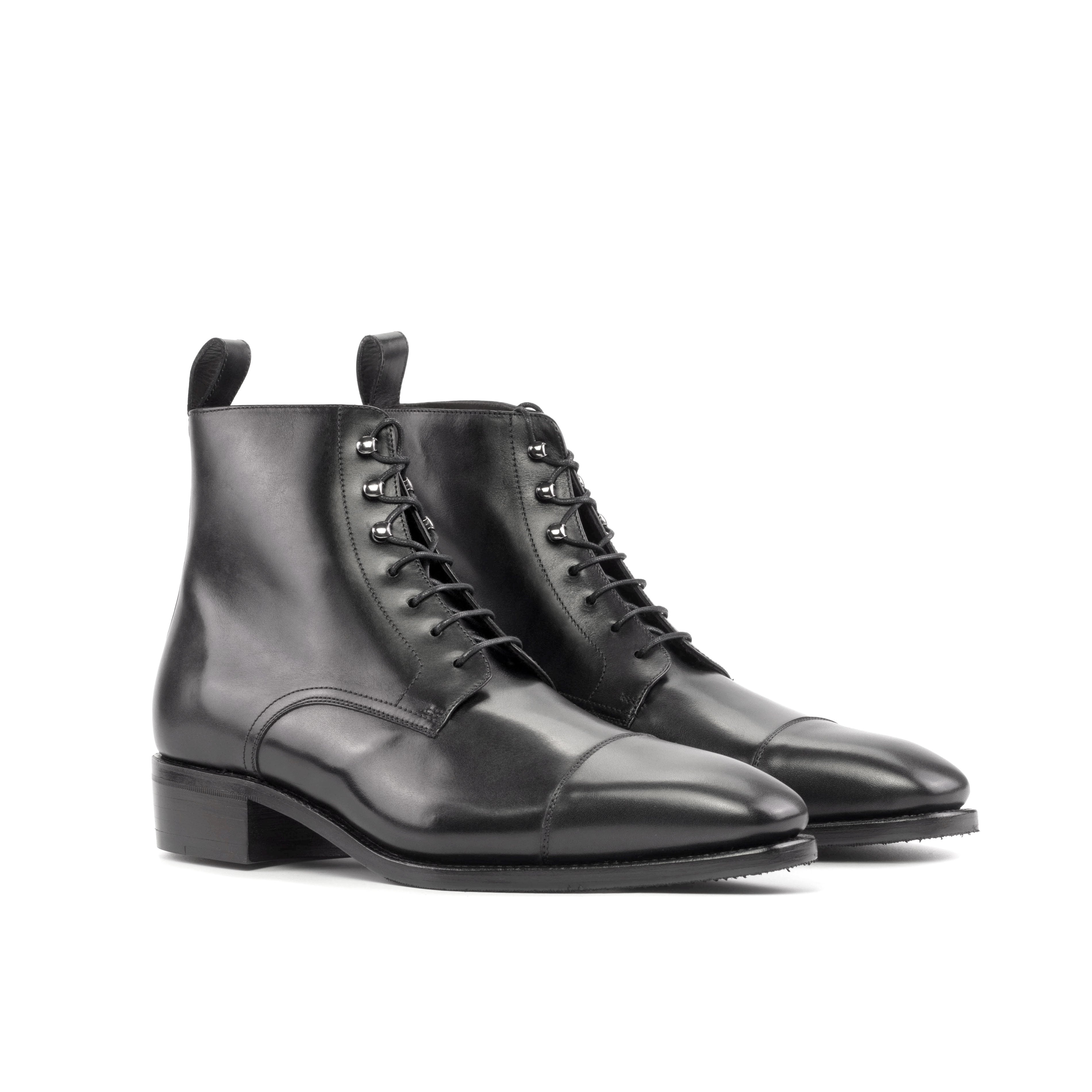 Customizable Black Cap Toe Boots | Premium Box Calf Leather – ADORSI