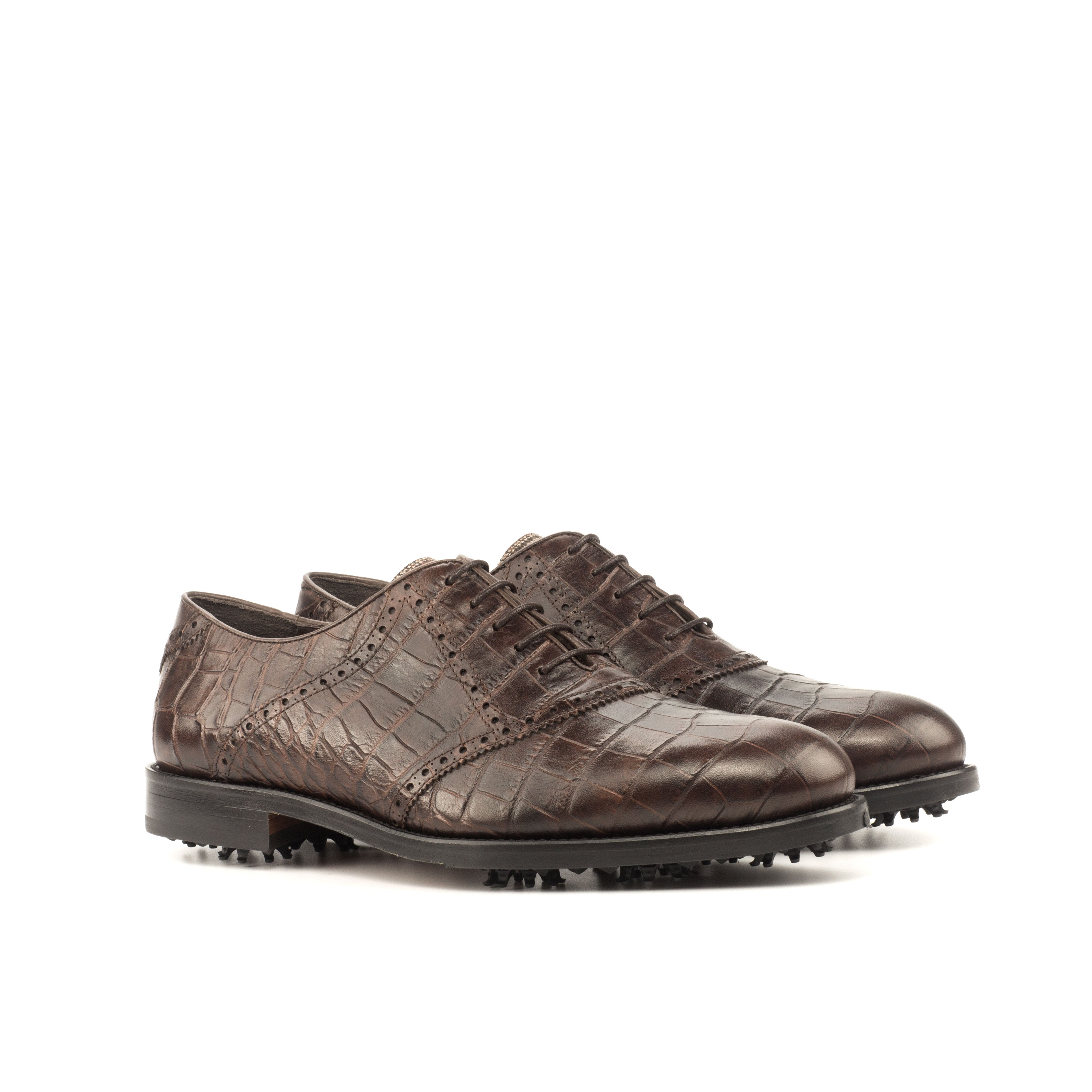 Brown Croco Saddle Golf Shoes - SoftSpikes Soles – ADORSI