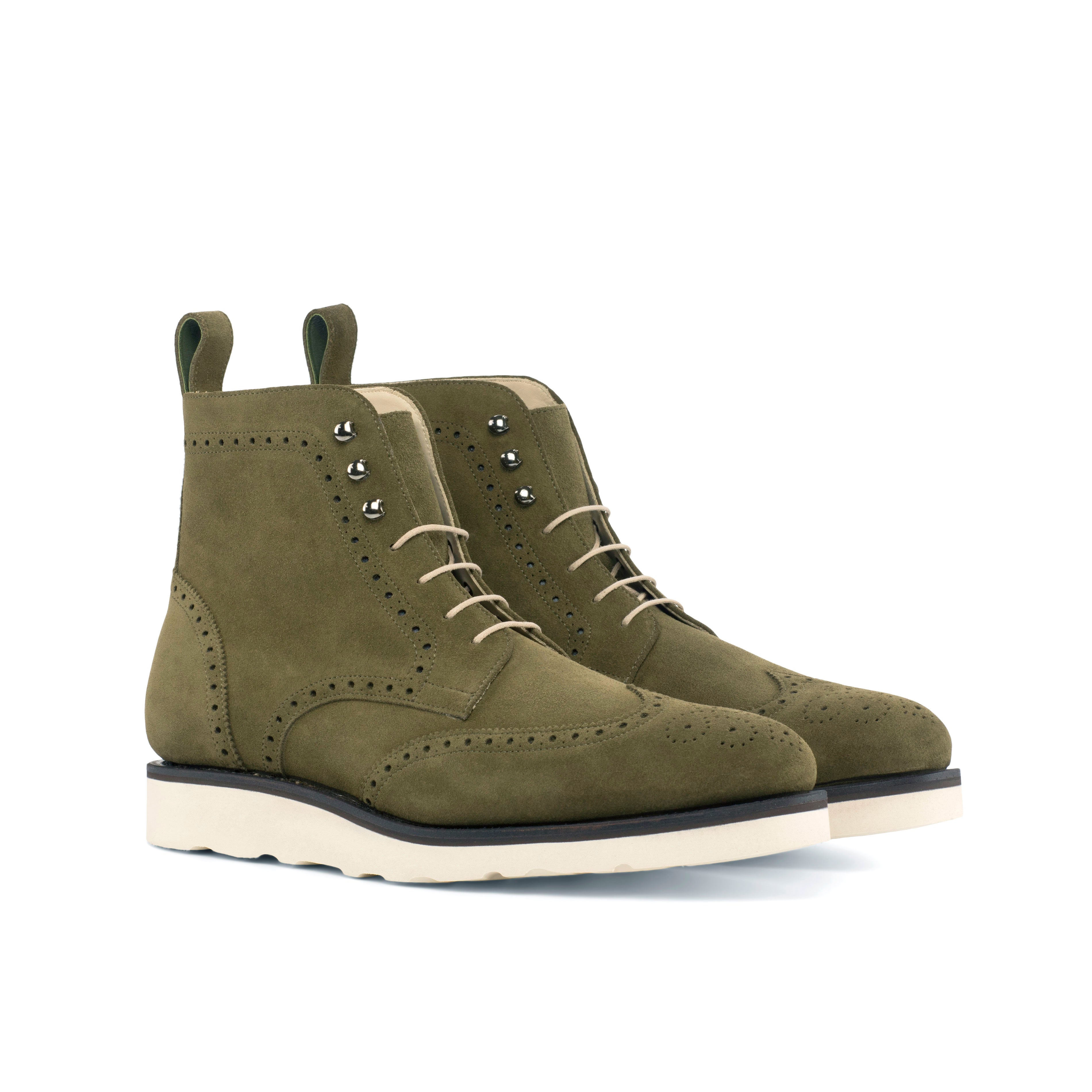 Bespoke Khaki Suede Brogue Boots - Customize Or Order Online – ADORSI