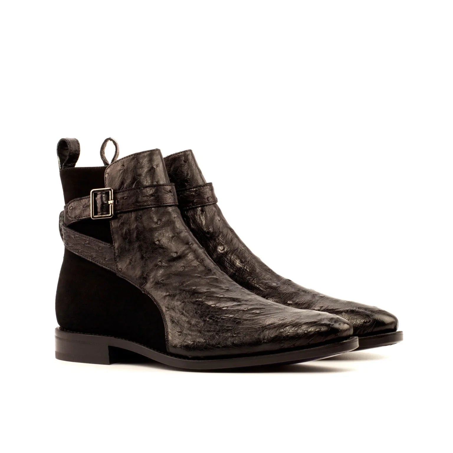 Black Ostrich & Suede Jodhpur Boots - Customized Boots – ADORSI