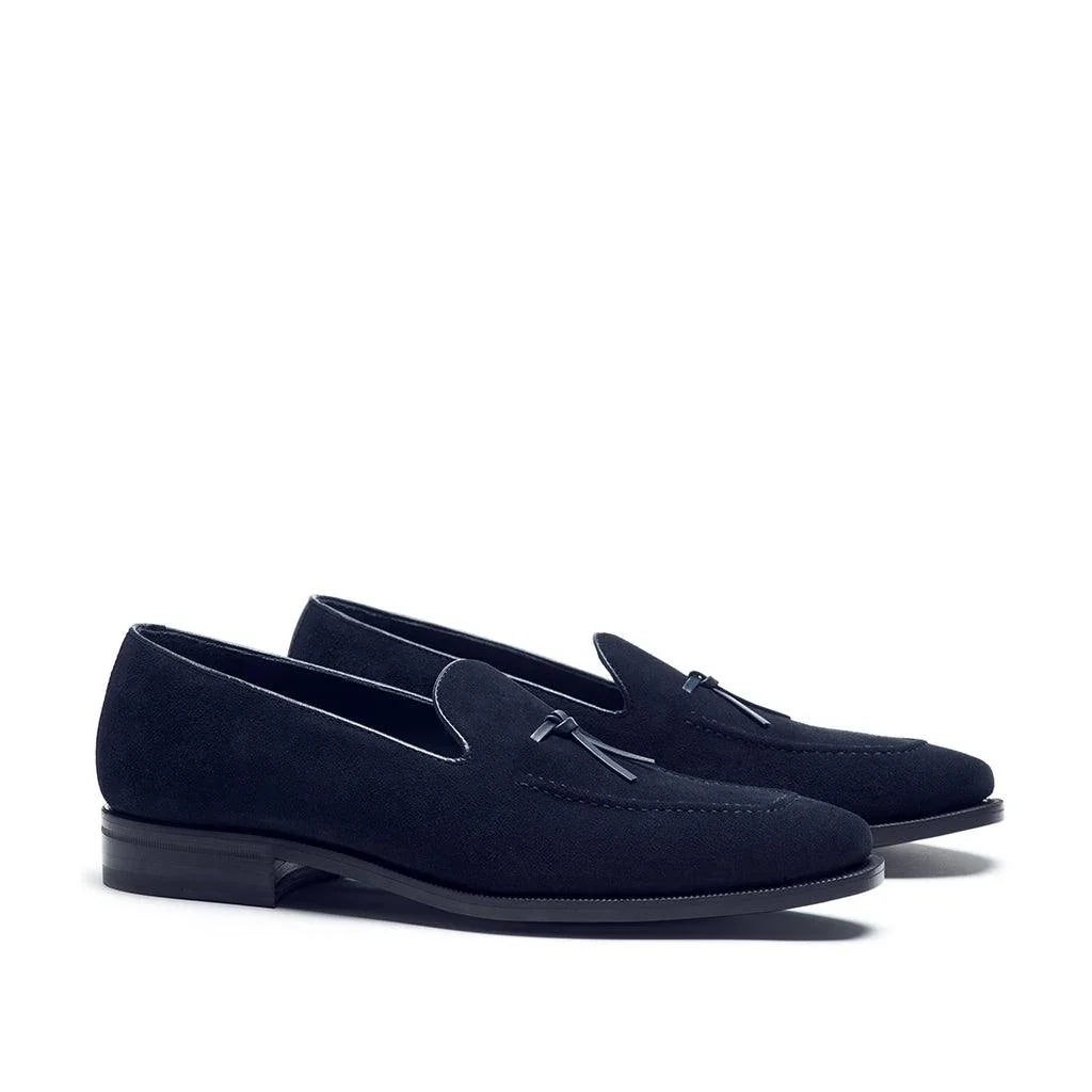 Navy Suede Belgian Loafer - Customize Your Loafers – ADORSI
